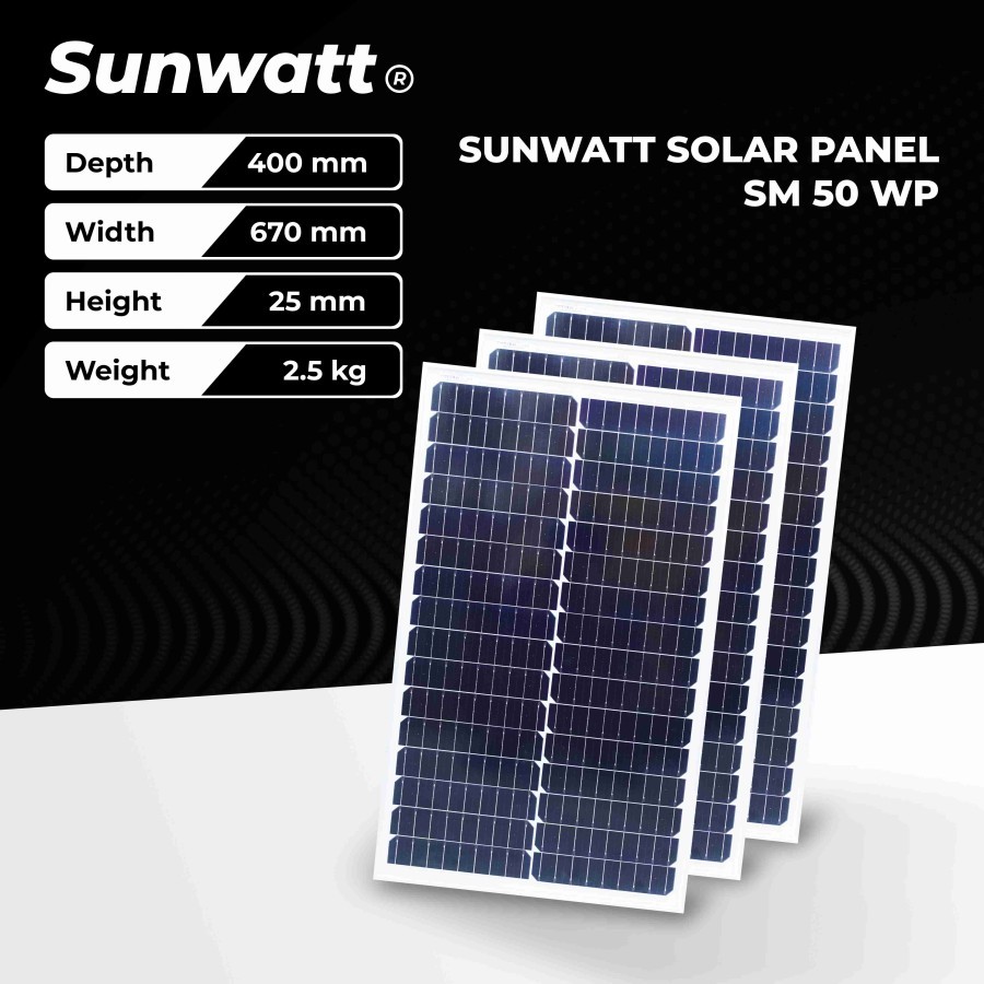 Jual Sunwatt Solar Panel SM 50 WP/SUNWATT PANEL SURYA 50WP + Packing ...