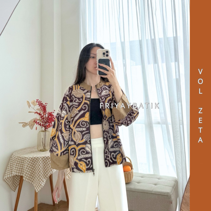 Jual Sherly Jacket Batik / Baju Boomber Atasan Batik Modern Wanita ...
