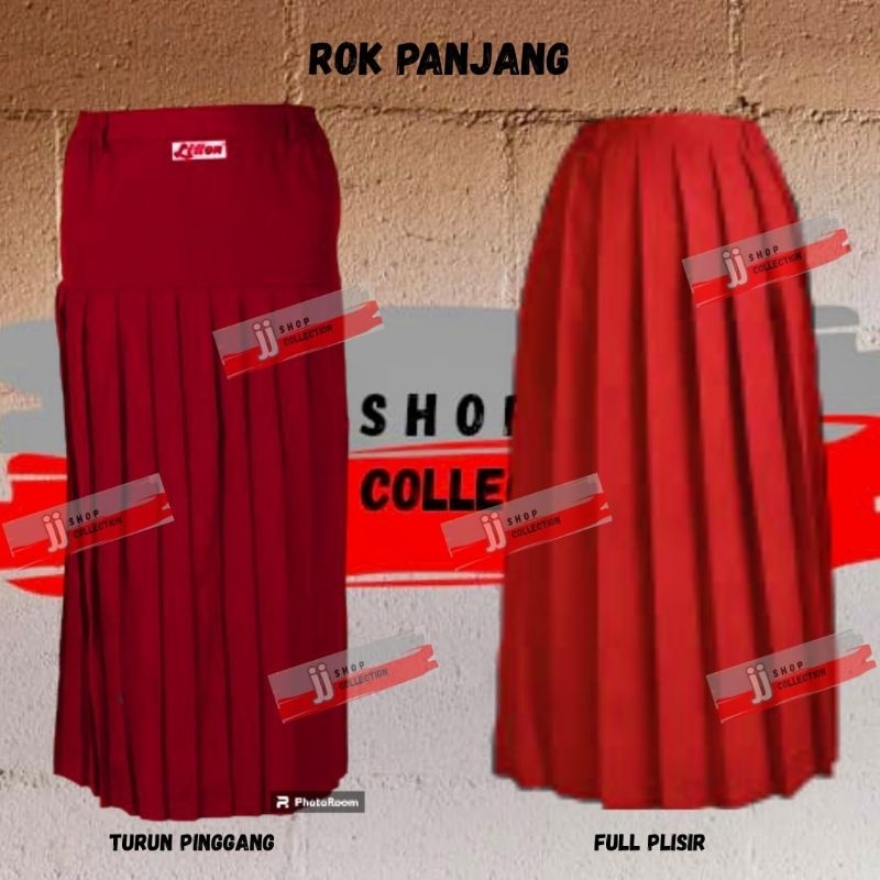 Jual Seragam sekolah rok SD panjang merah turun pinggang dan full plisir rempel lipit seragam ...