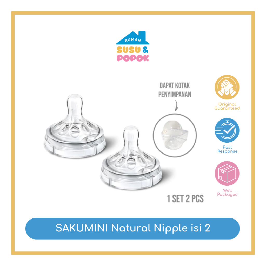Jual SAKUMINI Natural Nipple isi 2 | Dot Silikon Bayi | Shopee Indonesia