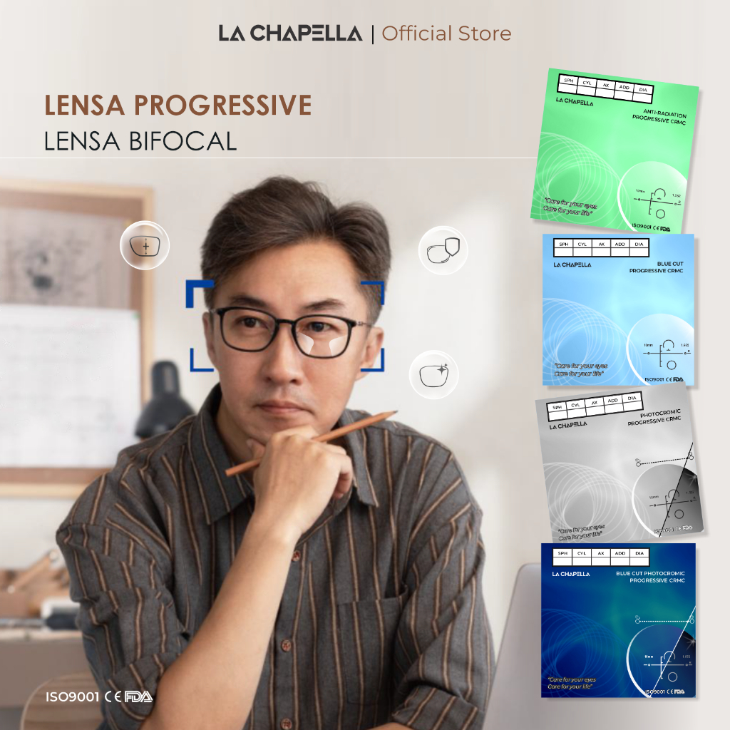 Jual La Chapella Lensa Progresif Kacamata/Bifokal Kacamata/Antiradiasi ...