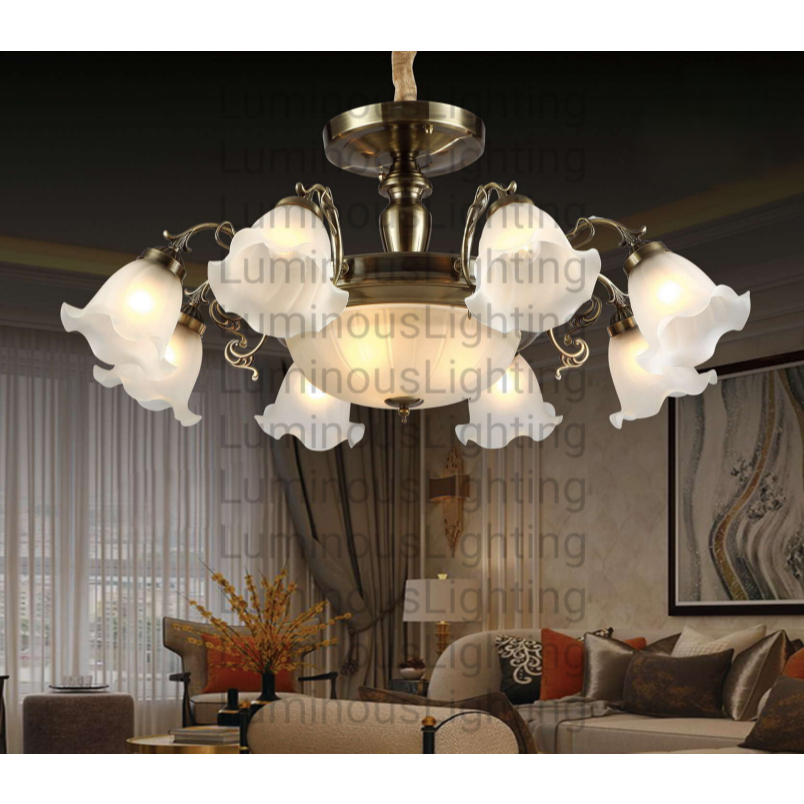 Jual SL8256-8+3AB LAMPU GANTUNG HIAS KACA BUNGA MINIMALIS MODERN KLASIK ...