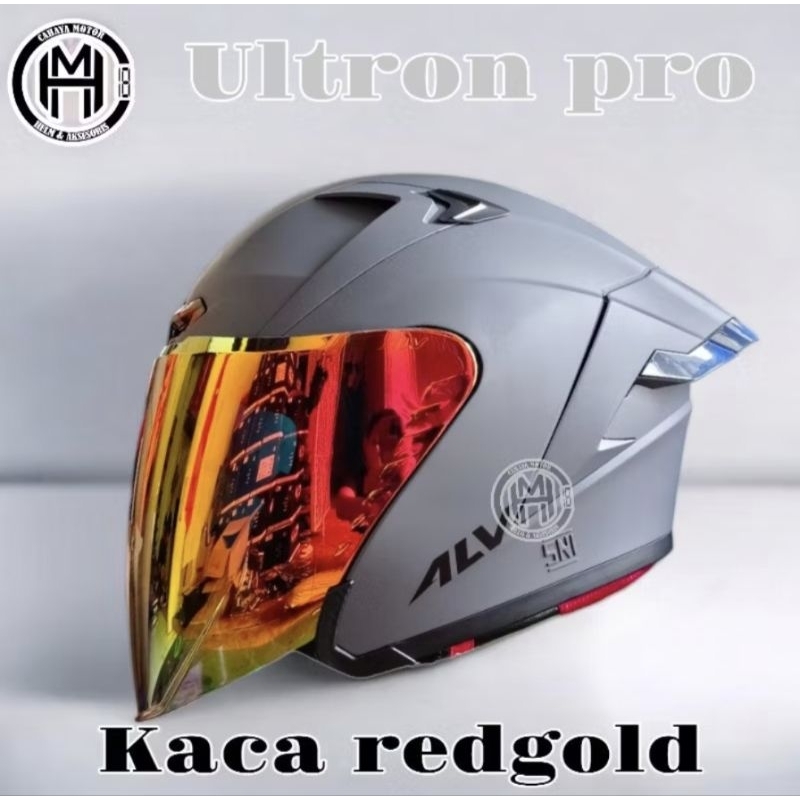Jual Helm half face Alv ultron Pro Stone grey dof Paket ganteng Visor ...