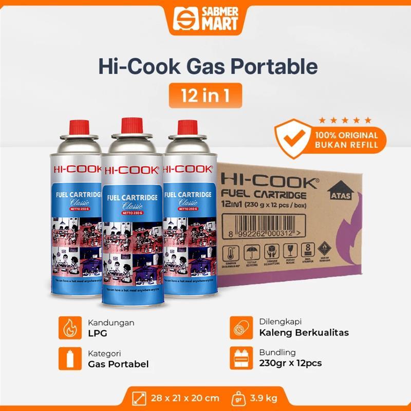 Jual Gas Portable Hi-Cook 1 Dus (12 in 1) Isi 12 pcs | Shopee Indonesia