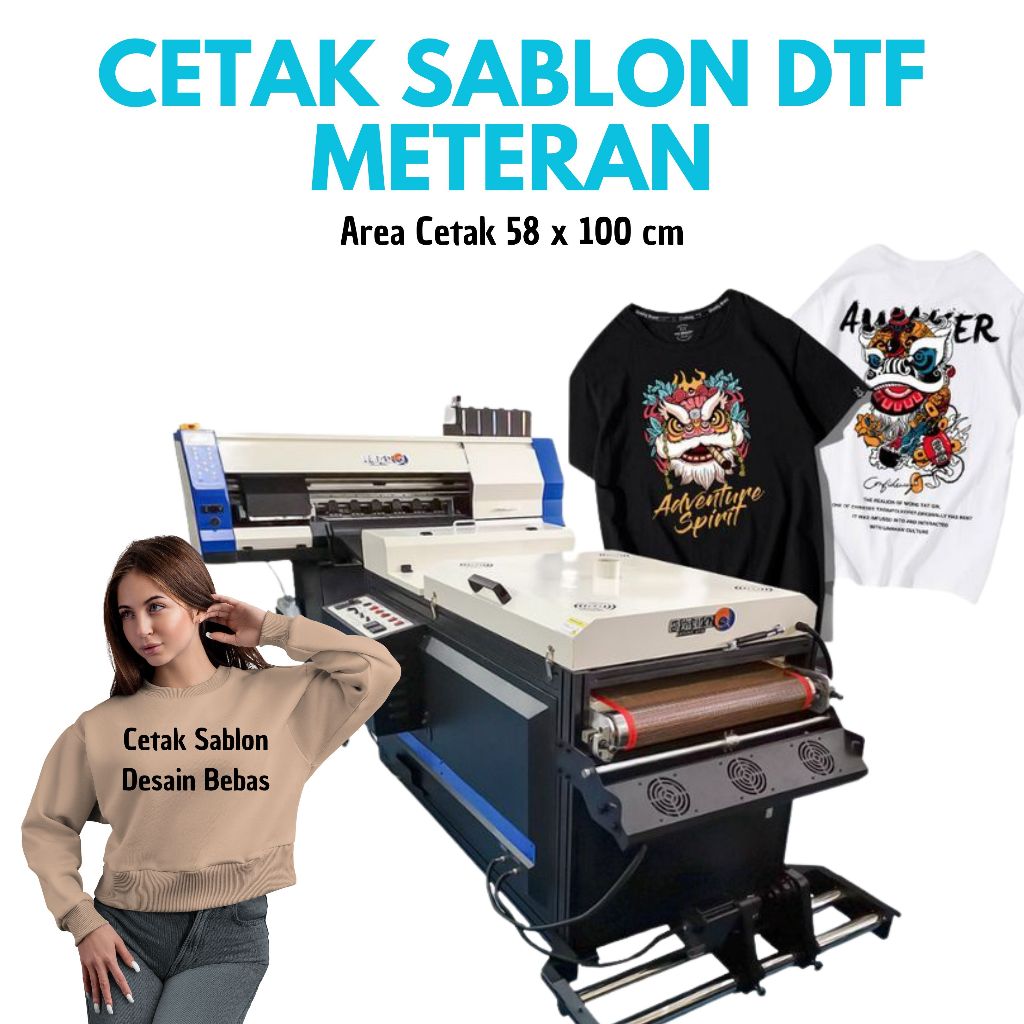 Jual Sablon DTF Custom Meteran Ukuran 58x100 cm Siap Pres Setrika ...