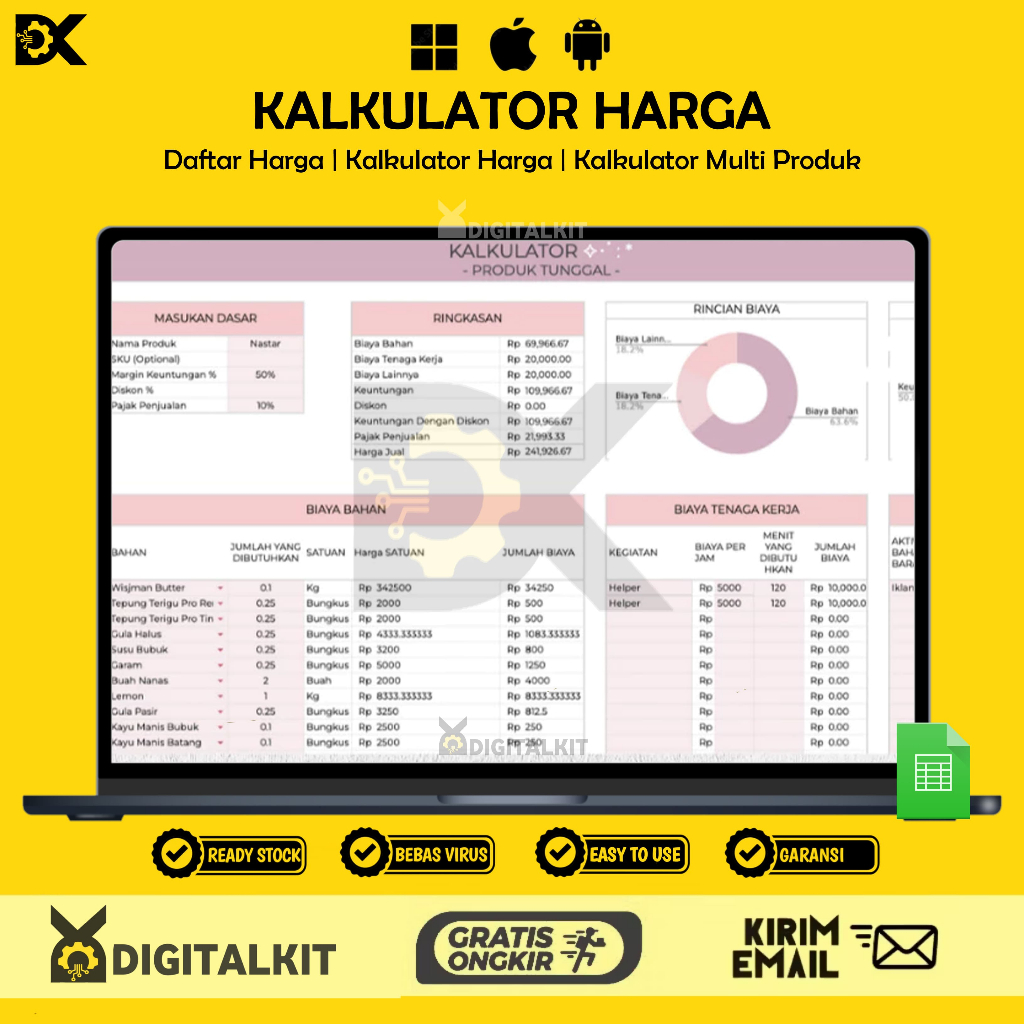 Jual [T0250] Kalkulator Harga Jual Template Usaha Kecil Kalkulator ...