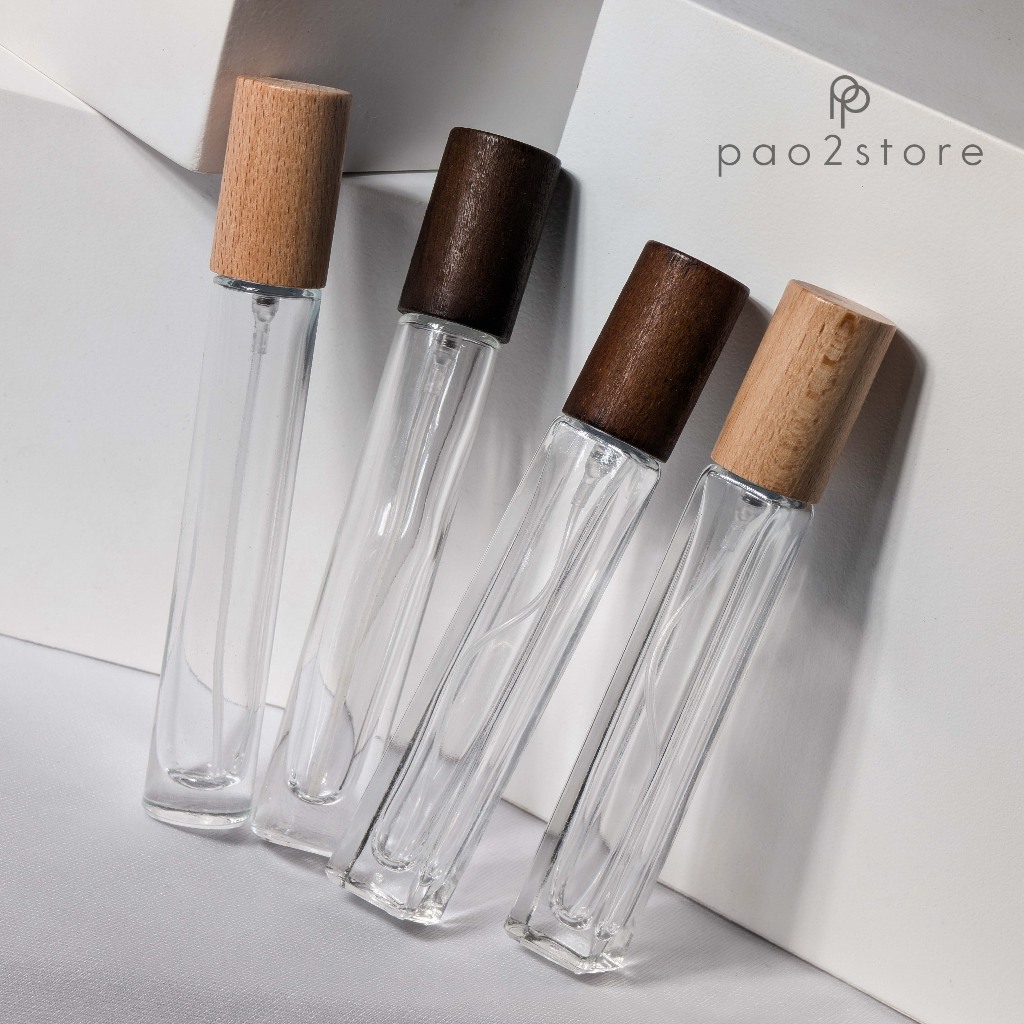 Jual Botol Parfum Spray 10ml Tutup Kayu - Kaca Kotak & Bulat TINGGI Tebal Bening - Spray Metal ...