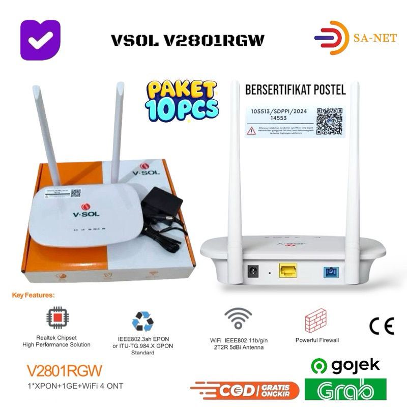 Jual Paket 10 Pcs ONU XPON VSOL V2801RGW / GLOBAL GL-01 | Shopee Indonesia