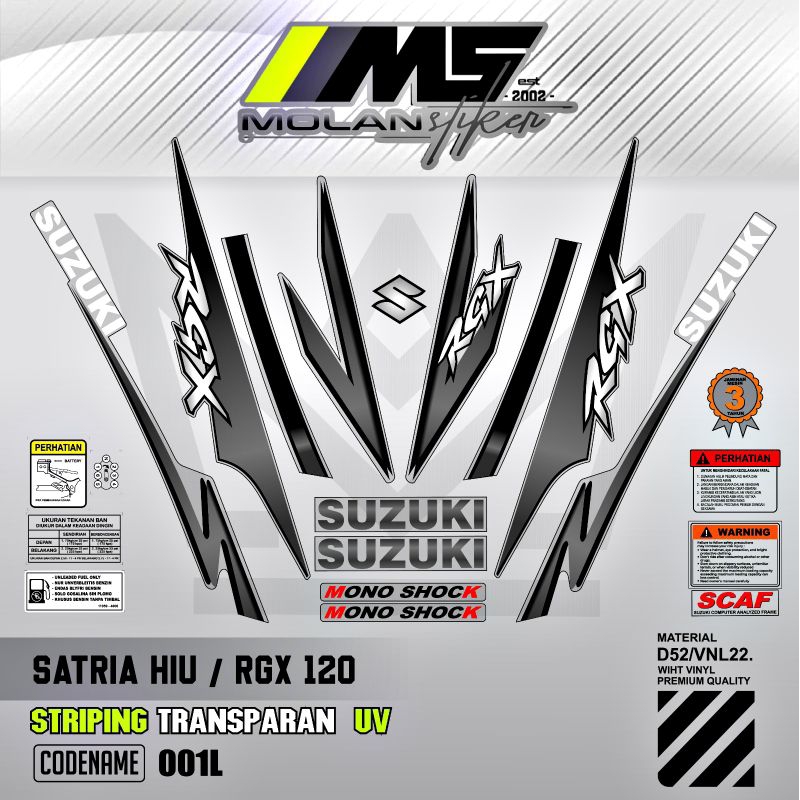 Jual Decal Sticker Striping Variasi Transparan Uv Satria Hiu Malaysia ...