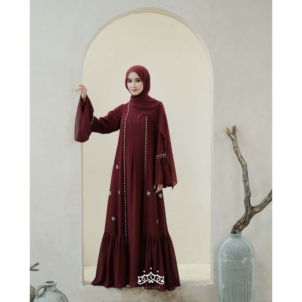 Jual ULYYA Abaya by Kazami set hijab/gamis lebaran 2025 dewasa viral/baju gamis pesta terbaru ...