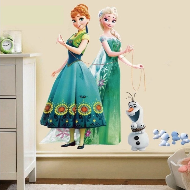 Jual K105 WallSticker Animasi Anak Karakter Frozen Elsa & Anna 45x60 cm ...