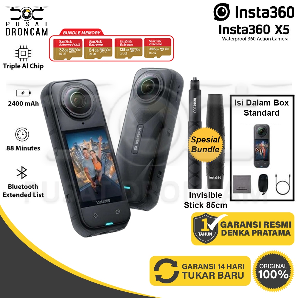 Jual Insta360 X5 8K 360 Action Camera / Insta 360 ONE X 5 Action Cam Paket Memory Original Resmi ...