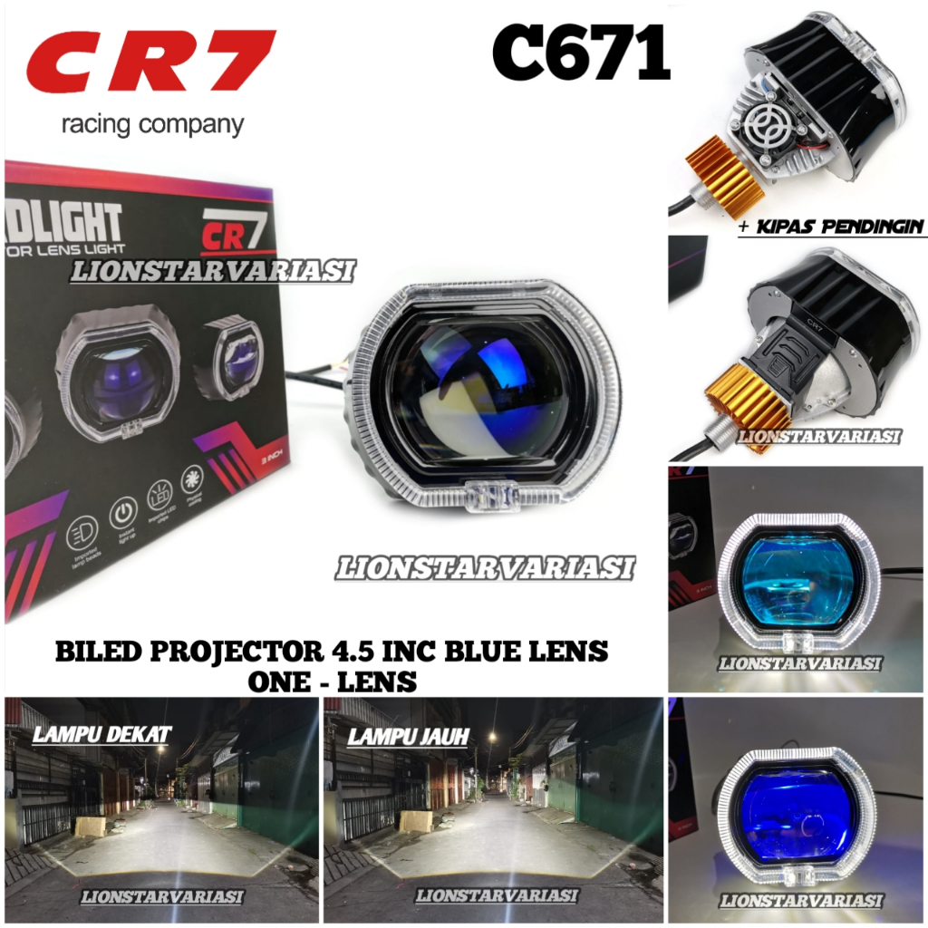 Jual CR7 C671 - Biled Projector 4.5 Inch Blue Lens Plus Devil Shroud ...