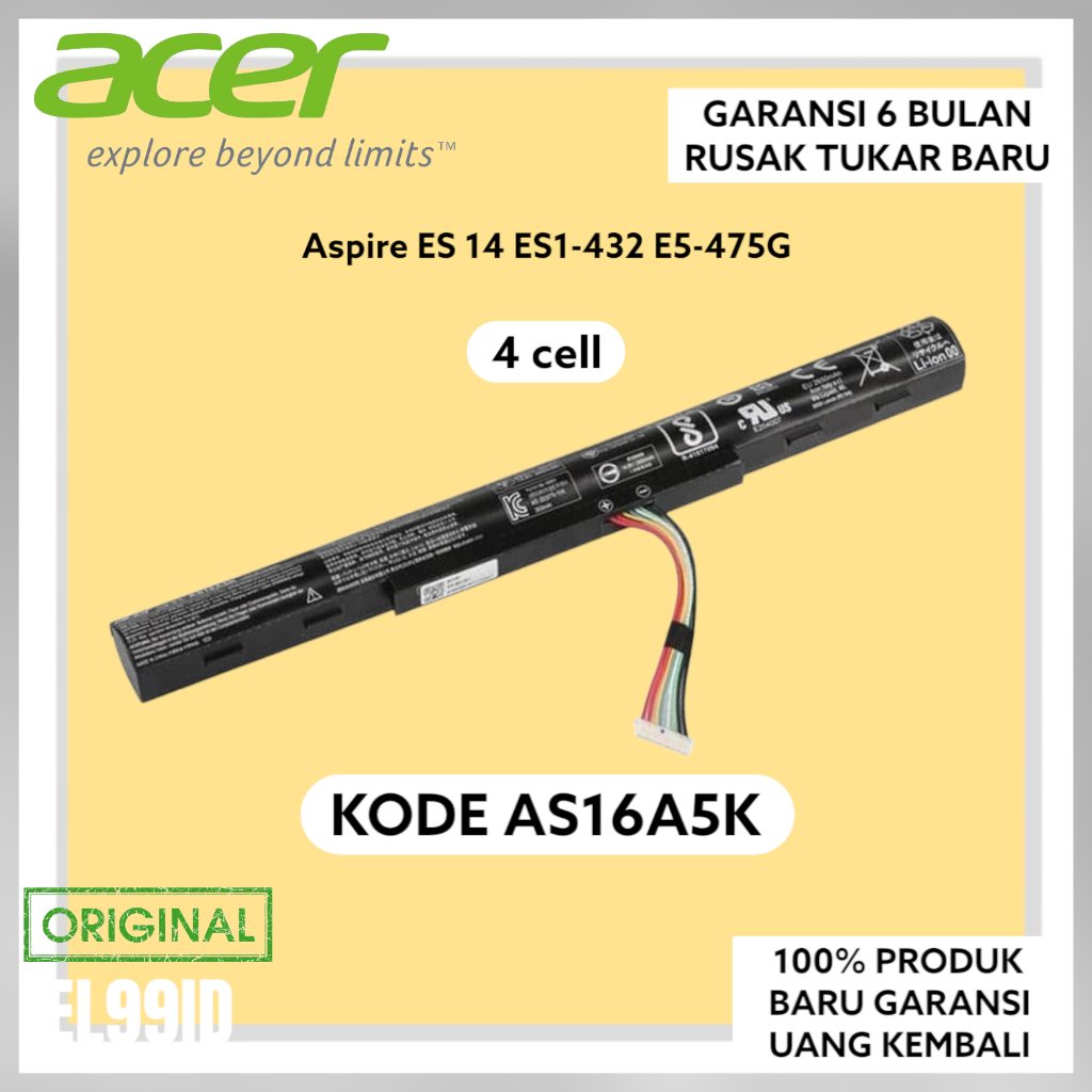 Jual Baterai Acer Aspire ES 14 ES1-432 ES1 432 E5-475G AS16A5K Original ...