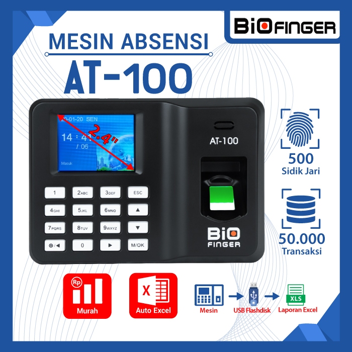 Jual Fingerprint Absensi Jari BioFinger AT-100 500 Jari USB Flash Auto ...