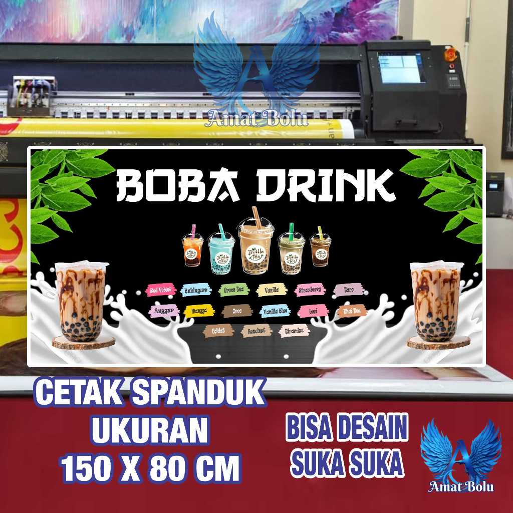 Jual Cetak Spanduk Banner BOBA DRINK NEW Costom Desain | Shopee Indonesia