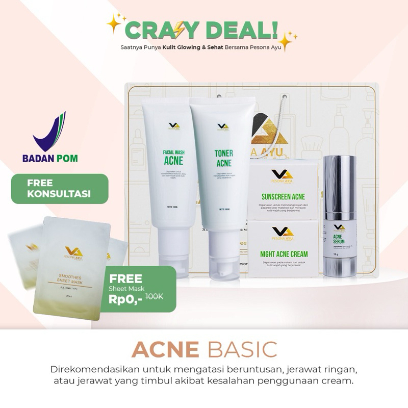 Jual PAKET SKINCARE ACNE BASIC (FREE SHEET MASK) | Shopee Indonesia
