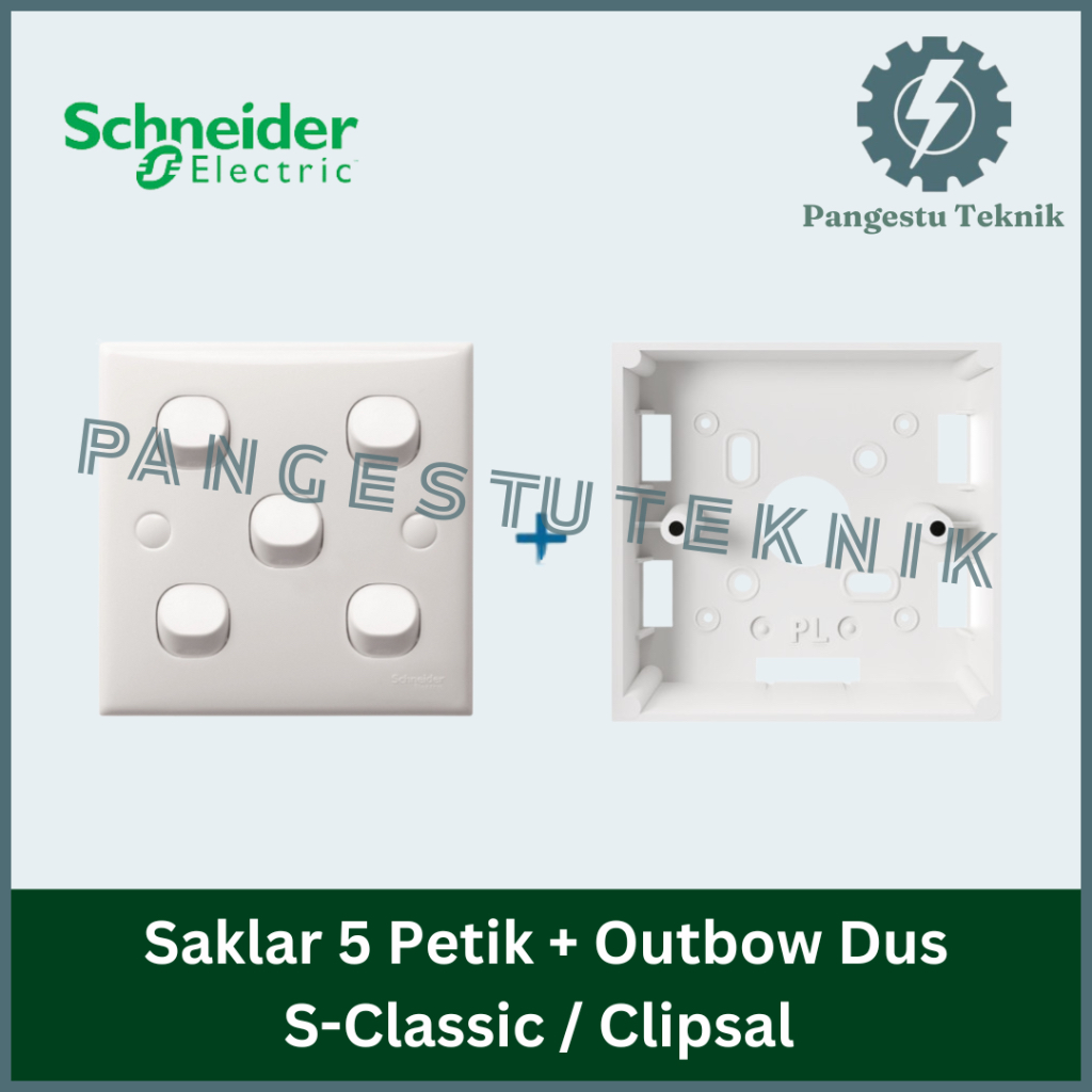 Jual Schneider Saklar 5 Gang Model Clipsal + Outbow / Lima Saklar 1 ...