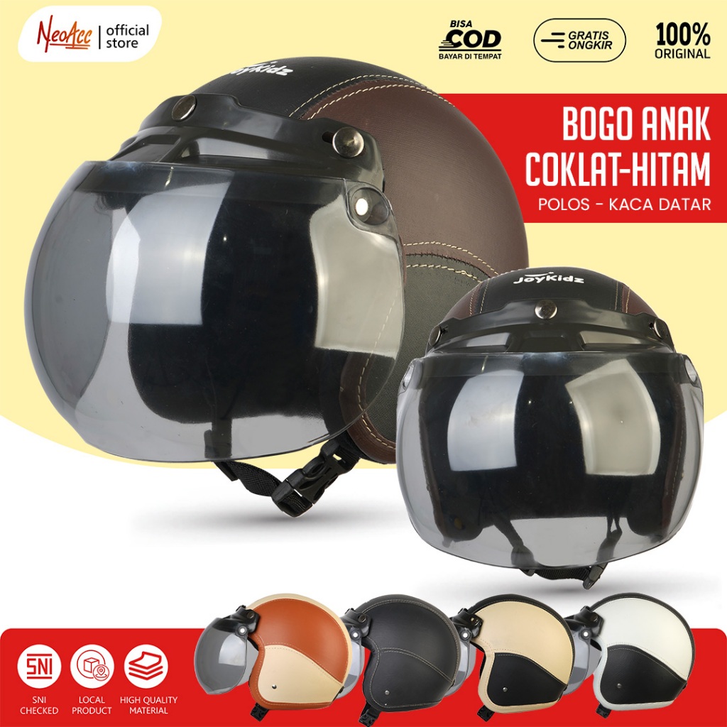 Jual Helm Anak Bogo Retro Lucu Untuk Usia 2 3 4 5 6 Tahun Pria Wanita Motif Polos Kaca Cembung ...