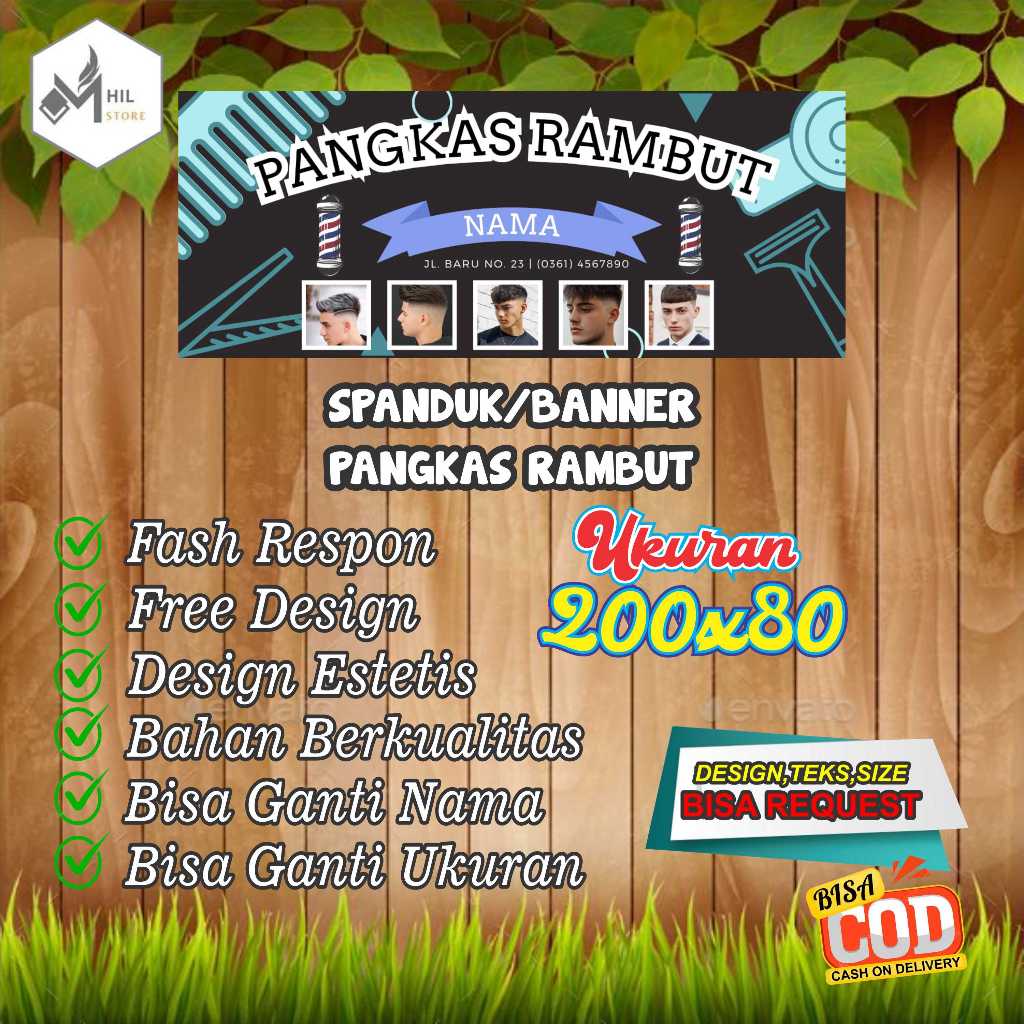 Jual Spanduk Banner Size 200X80 cm Pangkas Rambut Free Custom Design ...