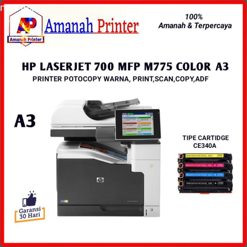 Jual Printer Potocopy HP Laserjet Pro 700 MFP M775dn Printer A3 Color ...