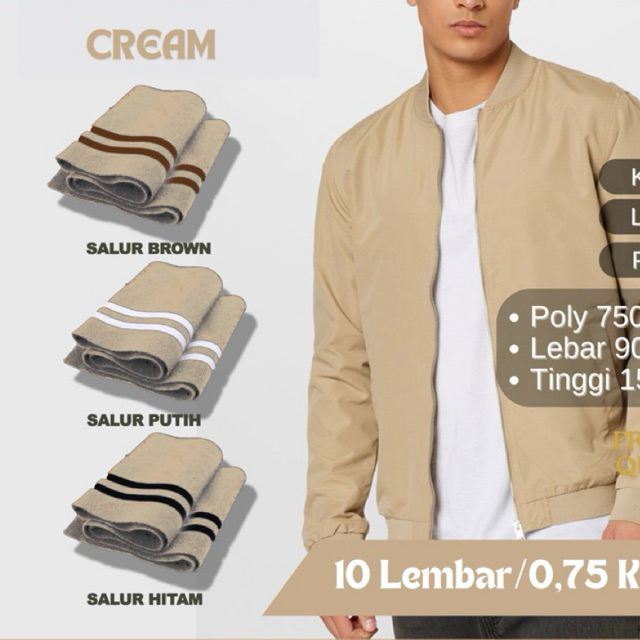 Jual Kain rib bur untuk jaket polyester cream muda jaket bomber varsity ...