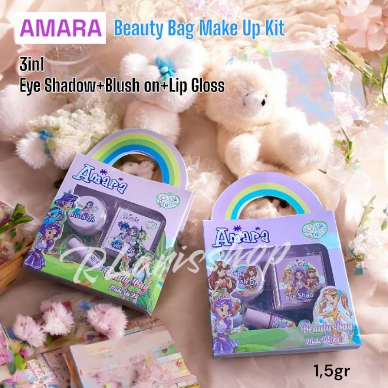 Jual AMARA Beauty Bag Make Up Kit 3in1 Blush on, eyeshadow dan Lip ...
