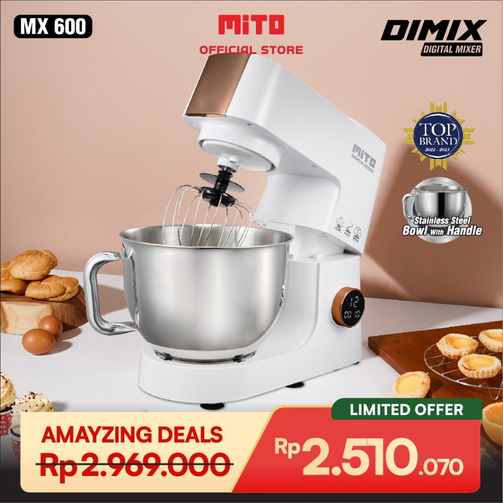Jual MITO Stand Mixer MX600 DIMIX Pengadon adonan kue 6L | Shopee Indonesia