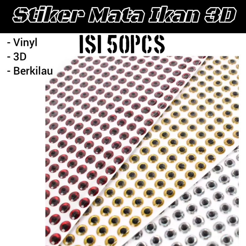 Jual 50PC STICKER MATA IKAN 3D 2.5MM-8MM STIKER JIG MAKER LURE MAKER ...