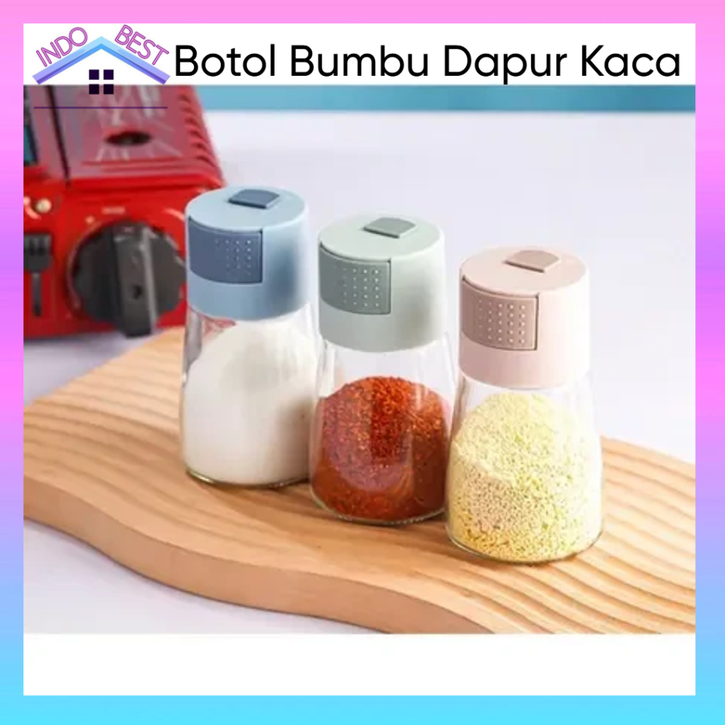 Jual IB Botol Bumbu Dapur Kaca Tempat Wadah Garam Botol Bumbu Tutup ...