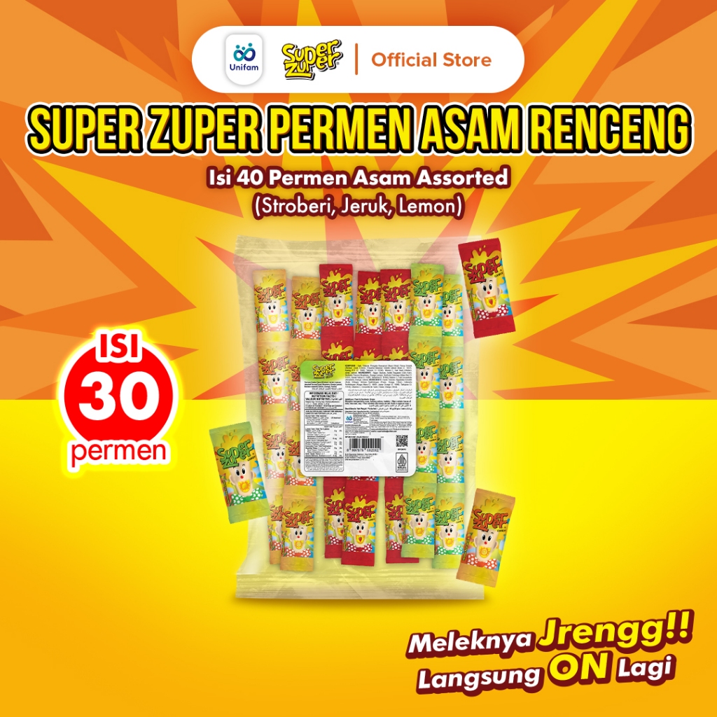 Jual Super Zuper Permen Asem Rasa Buah Renceng - Sour Candy Mix 1 Bag ...