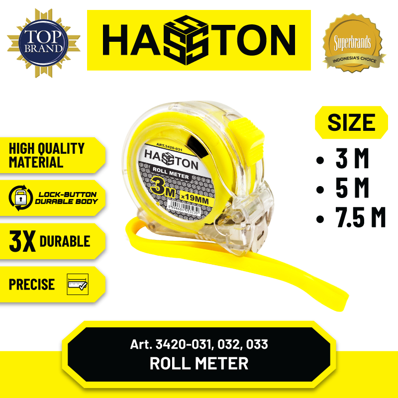 Jual Hasston Roll Meter Transparan / Measurement Tape Transparent (3420 ...