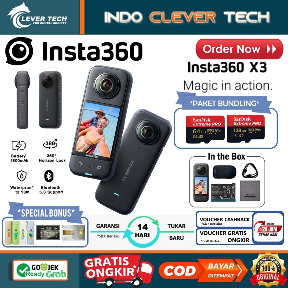 Jual Insta360 ONE X3 360 Action Camera Insta 360 ONE X 3 - BERGARANSI ...