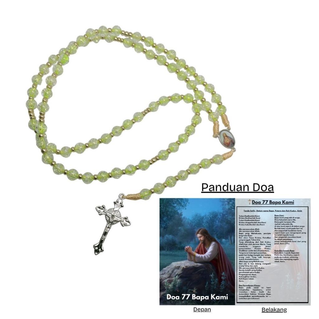 Jual Rosario 77 Bapa Kami Tosca Akrilik Pecah Kaca Dan Buku Panduan Doa Bapa Kami(PREMIUM ...