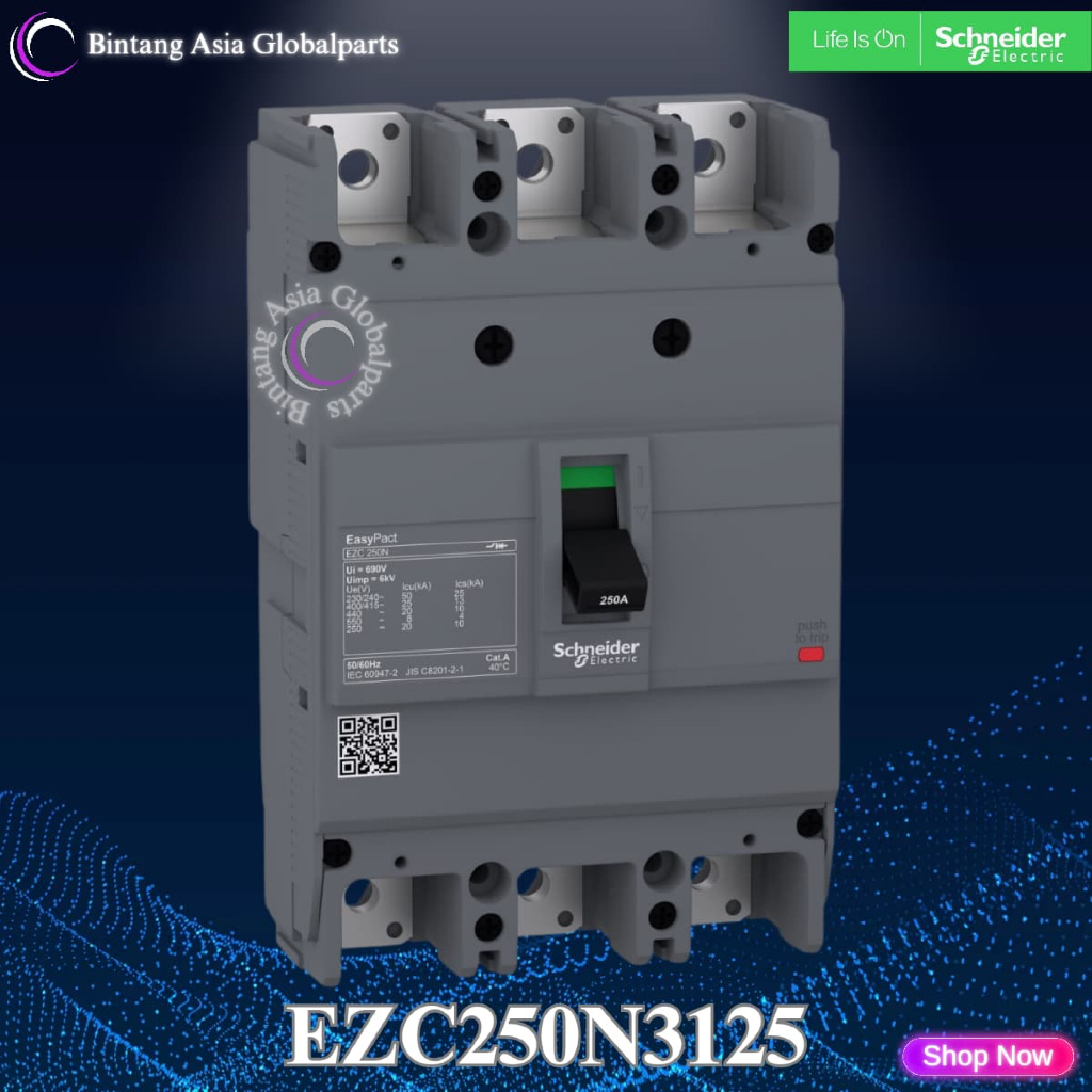 Jual MCCB 3p 125a Schneider EZC250N3125 Original / MCCB EZC250N 3 Phase 125 Ampere / Breaker 3 ...