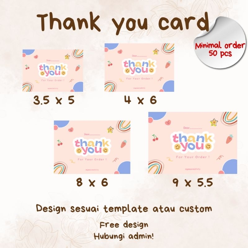 Jual Thank You Card / Kartu Ucapan Custom | Shopee Indonesia