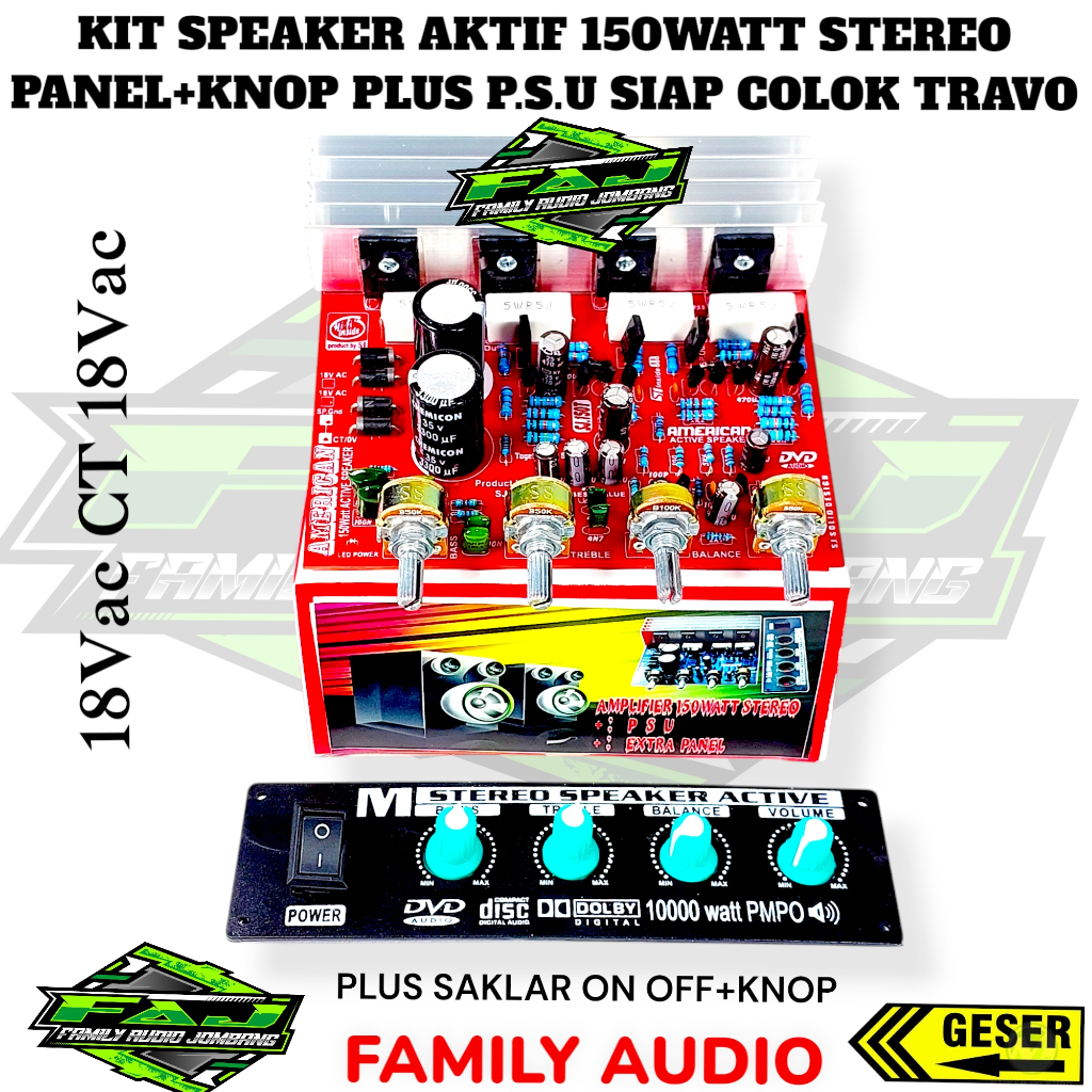 Jual Kit Power Amplifier Active 150 watt Stereo Plus Panel Knop | Shopee Indonesia