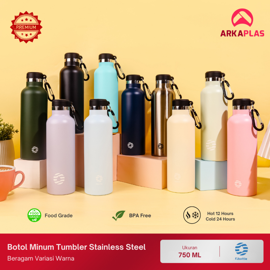 Jual Botol Minum Tumbler Stainless Steel 750 ml FJ Bottle By ARKAPLAS ...