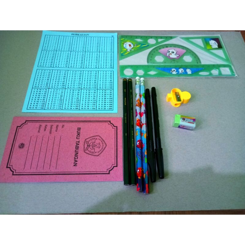 Jual alat tulis satu set udah lengkap dengan 8 mcam lengkap perkalian ...