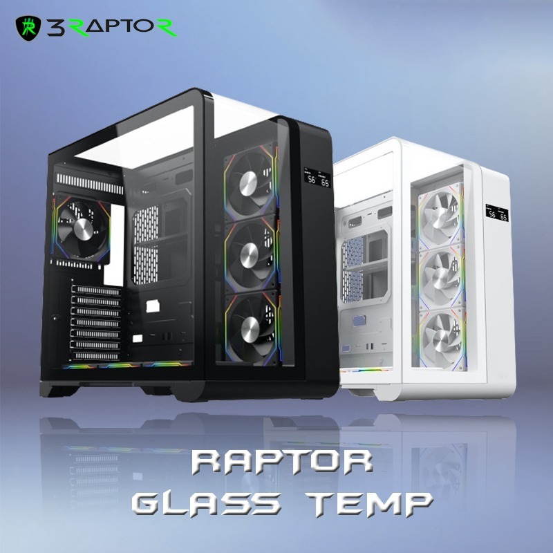 Jual Casing Gaming/PC/Office Raptor Glass Temp Series Free 3 Fan RGB ...