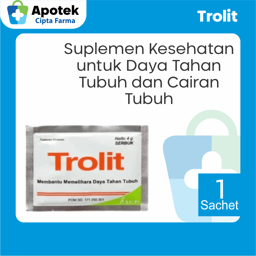 Jual Trolit Sachet Serbuk Nacl Vitamin B1 Vitamin B2 Vitamin B6 Vitamin ...