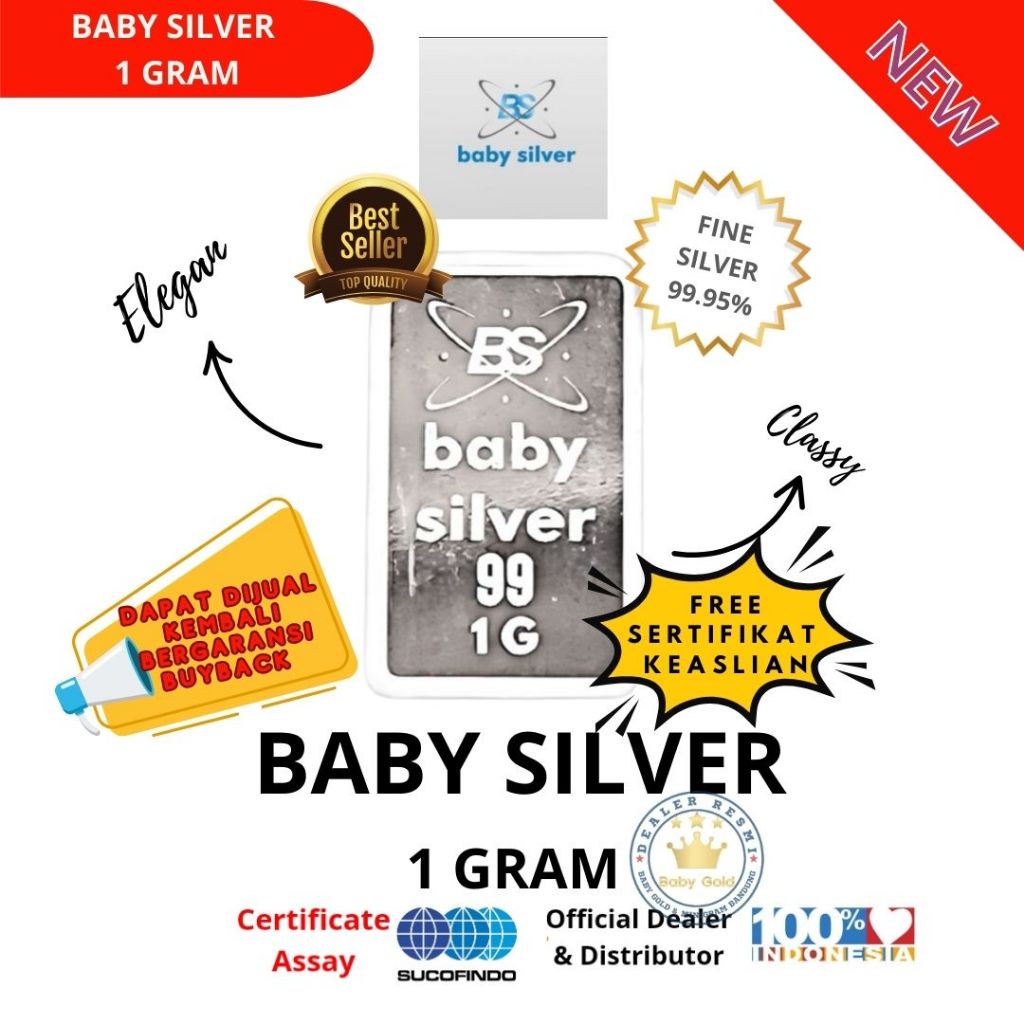 Jual Baby Silver Fine Silver Bar Perak Batangan Asli Murni Logam Mulia ...