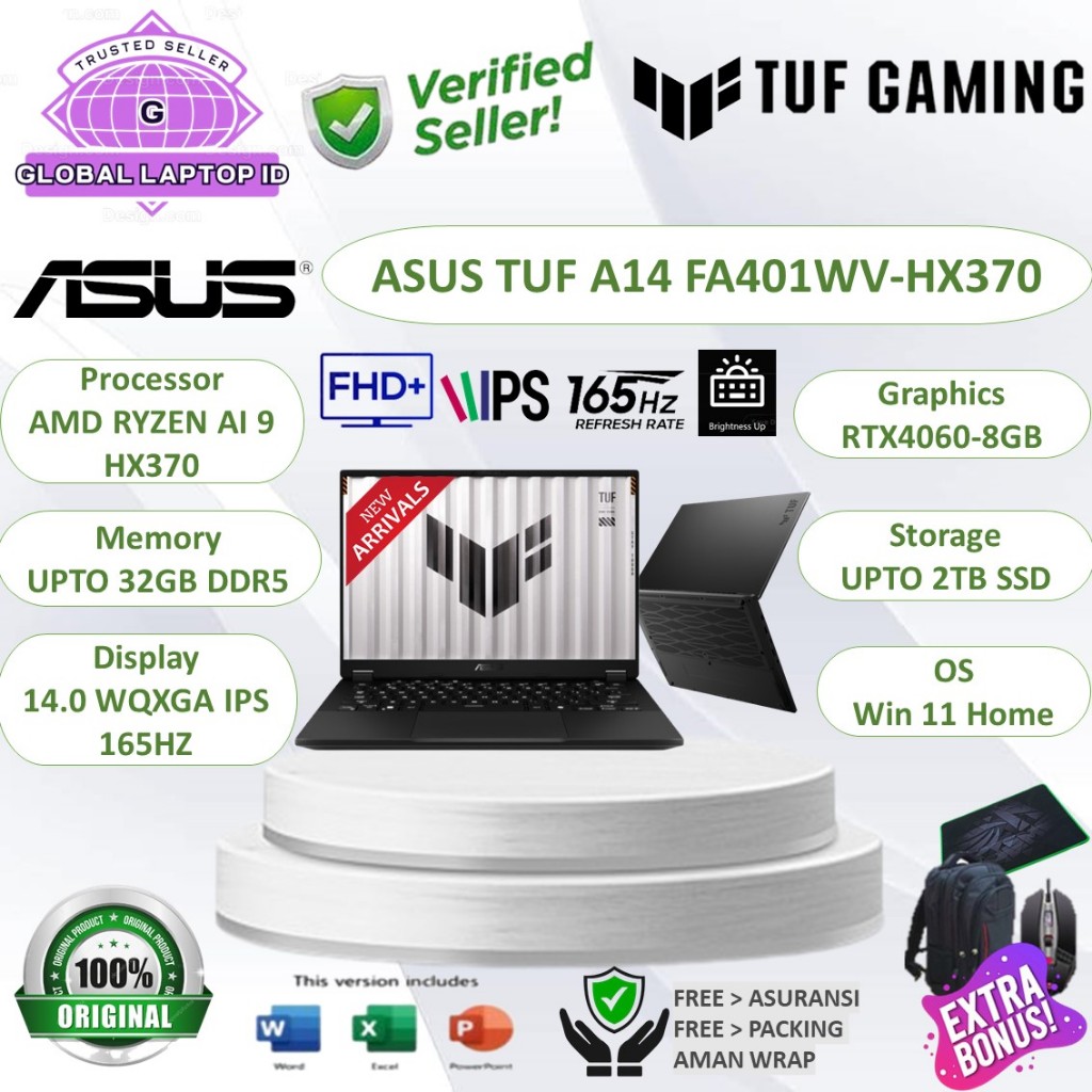 Jual Laptop Gaming ASUS TUF A14 FA401WV AMD Ryzen AI 9 HX370 RTX4060 ...