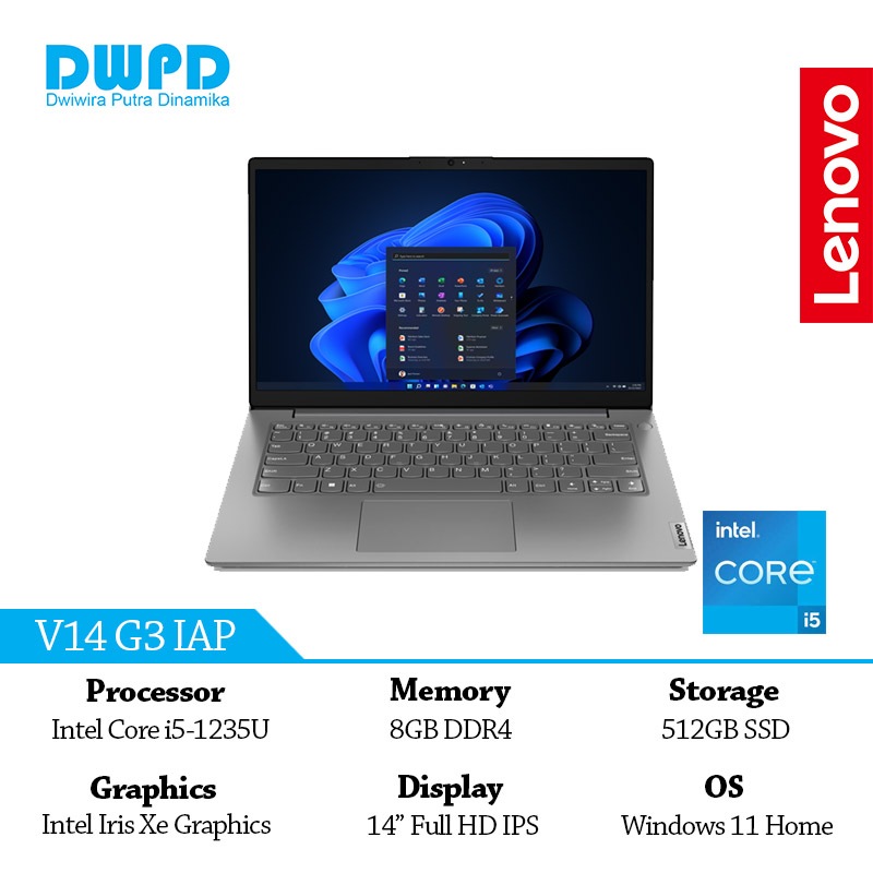 Jual LENOVO V14 G3 IAP Intel Core i5-1235U 8GB DDR4 512GB SSD Intel Iris Xe Graphics 14" Full HD ...