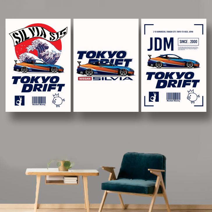 Jual KARIMAKE GARAGE Poster Kayu Dinding Gambar Mobil Silvia Liberty ...