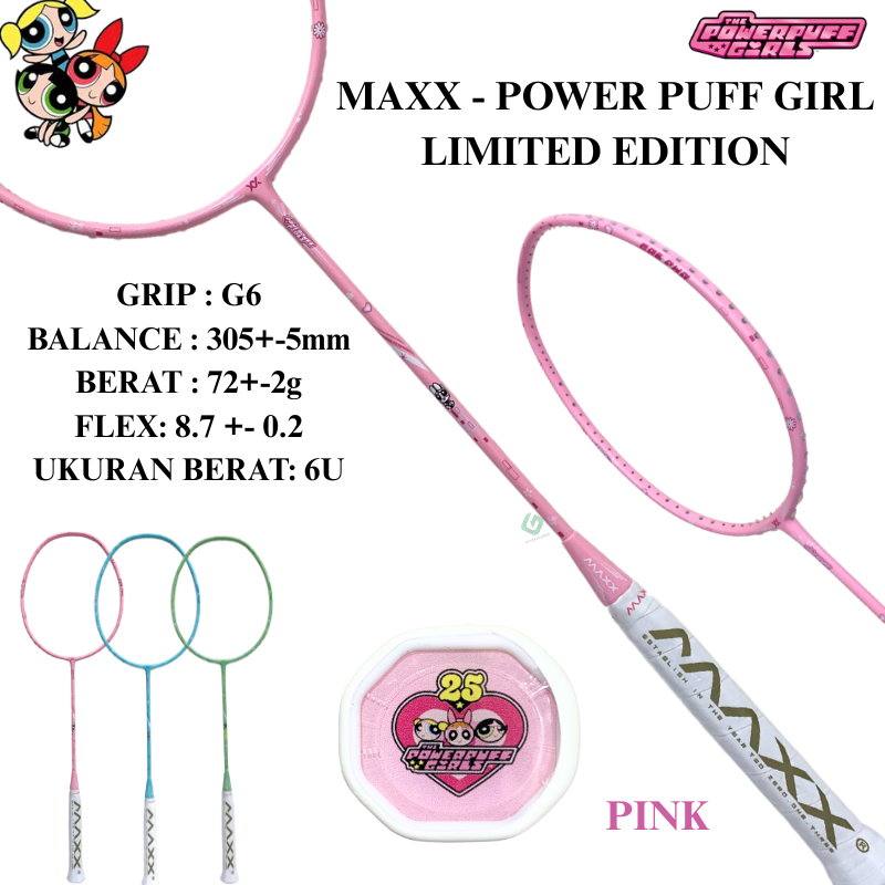 Jual Raket Badminton Maxx Power Puff Girl Pink Green Blue Original ...
