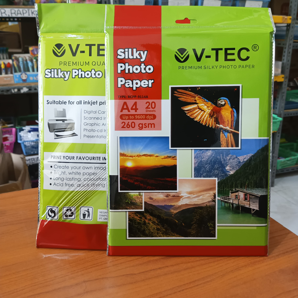 Jual (1 Pack) Kertas Foto doff / Photo Paper v-tec - Silky A4 260gsm ...
