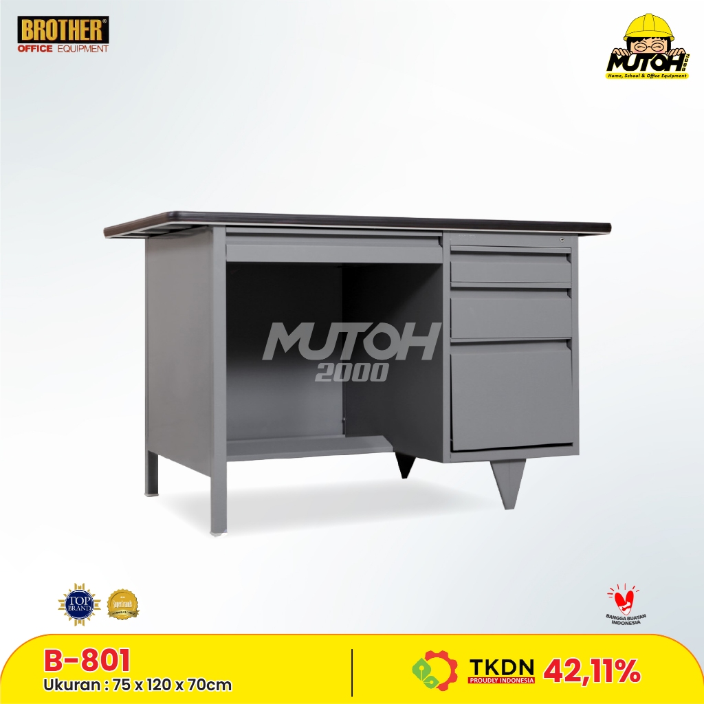Jual Meja kantor 1/2 Biro BROTHER B-801 3 Laci Full Plat Besi TKDN | Shopee Indonesia