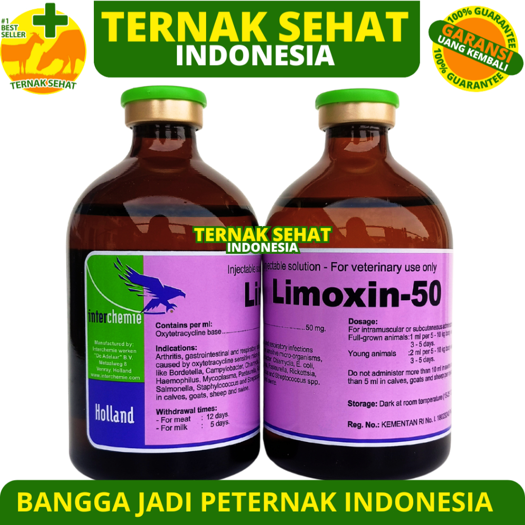 Jual LIMOXIN 50 isi 100 ml Antibiotik Hewan Spektrum Luas Hewan Sapi ...