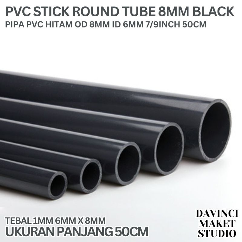 Jual PVC Stick Pipe 8mm Black Round Tube - Pipa PVC Stik Bulat Kosong ...